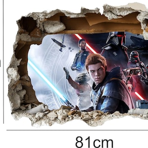 Fallen Order Smashed Wall 3D Star Wars Style Sticker Boys Bedroom Wall ...