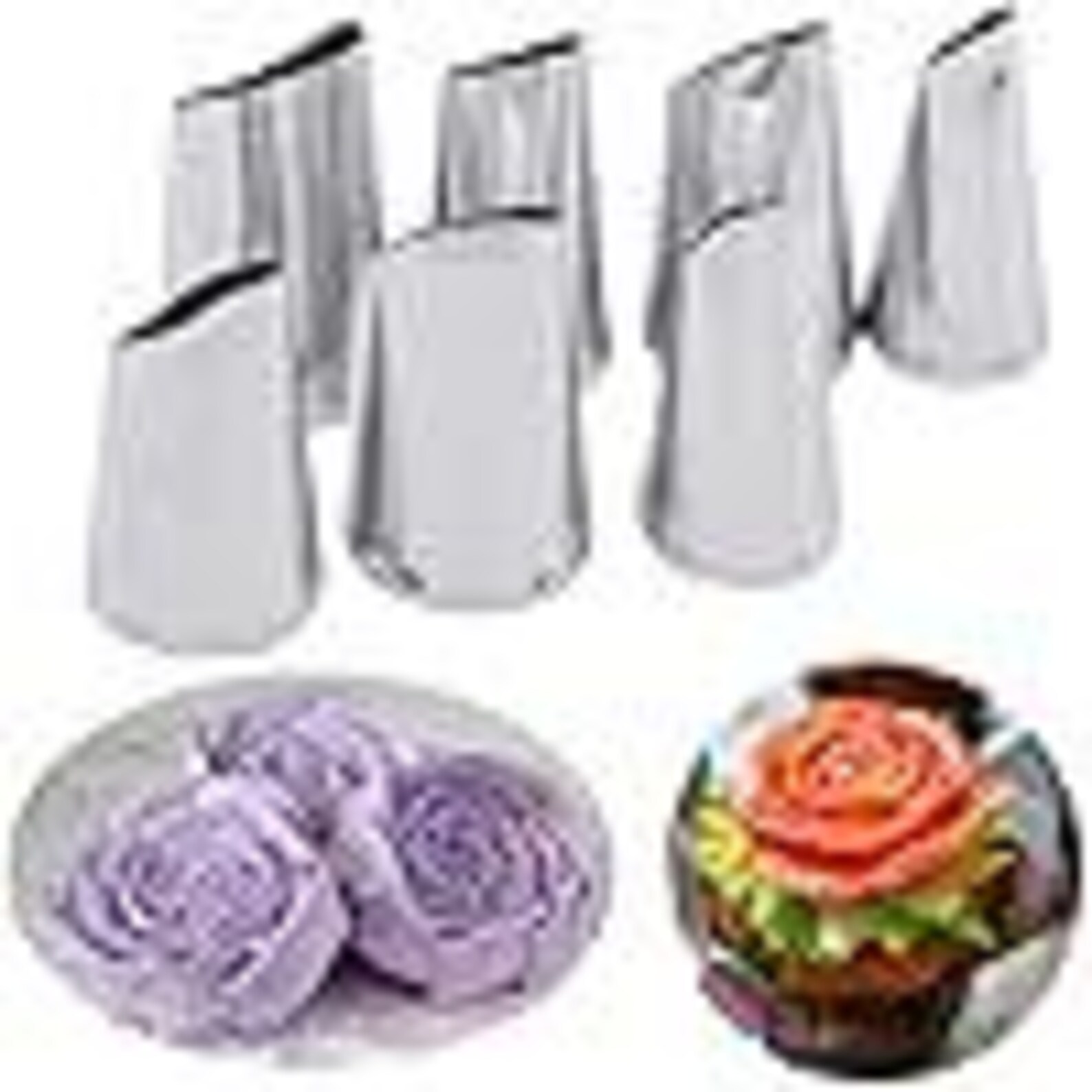 7pieces Set Cake Decorating Tips Set Cream Icing Piping Fondant Rose ...