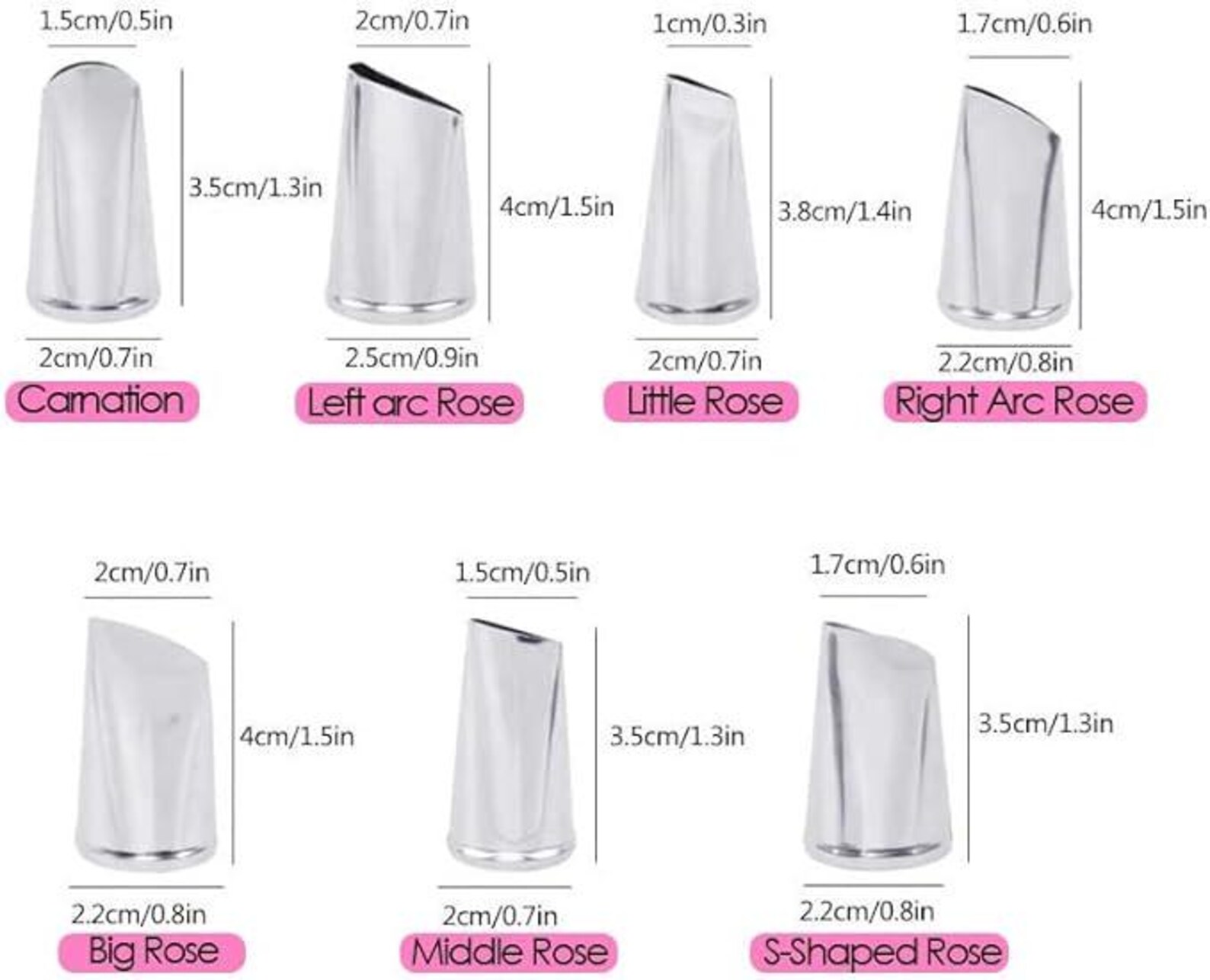 7pieces Set Cake Decorating Tips Set Cream Icing Piping Fondant Rose ...