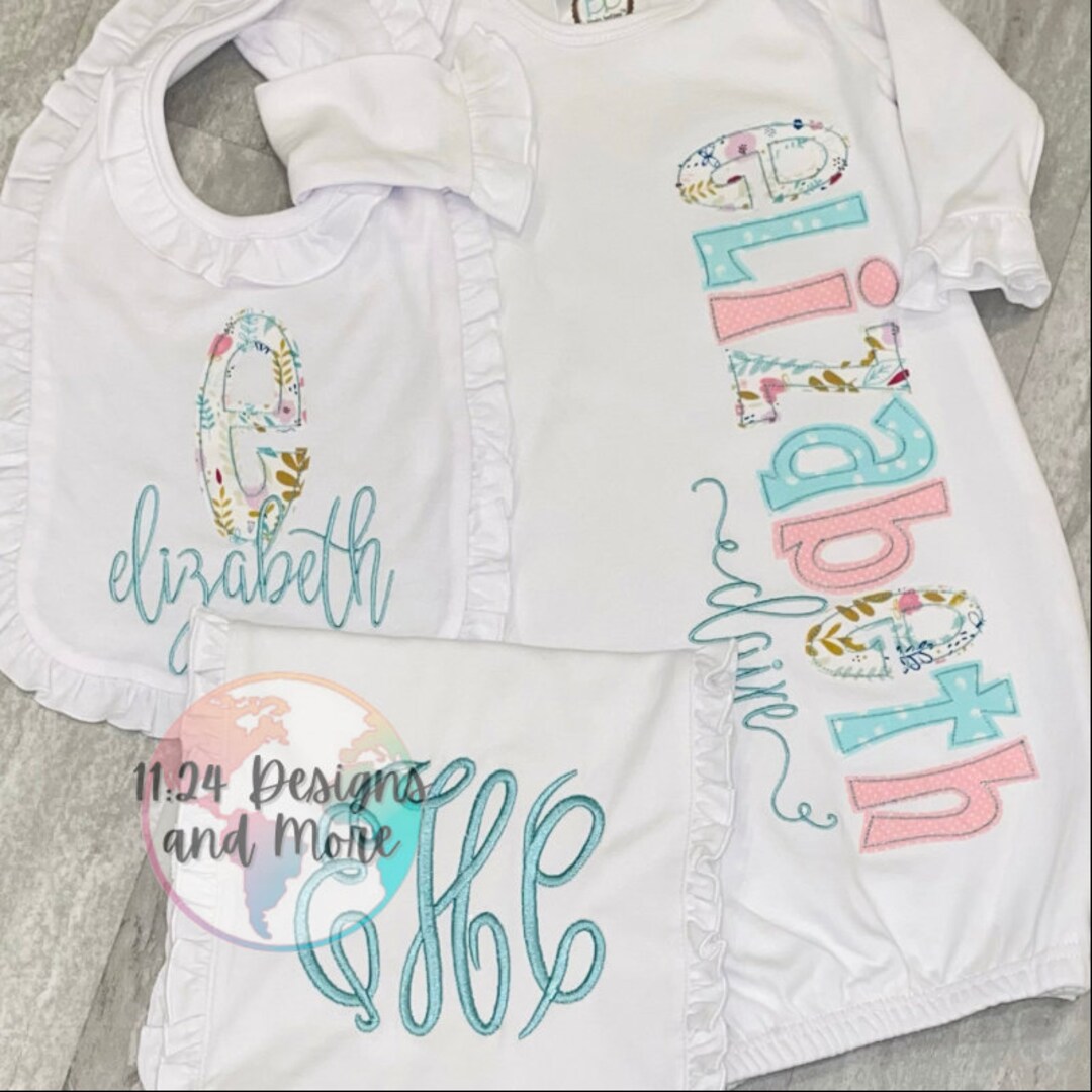 Baby Girl Coming Home Outfit, Personalized Baby Gift, Monogrammed Girl ...