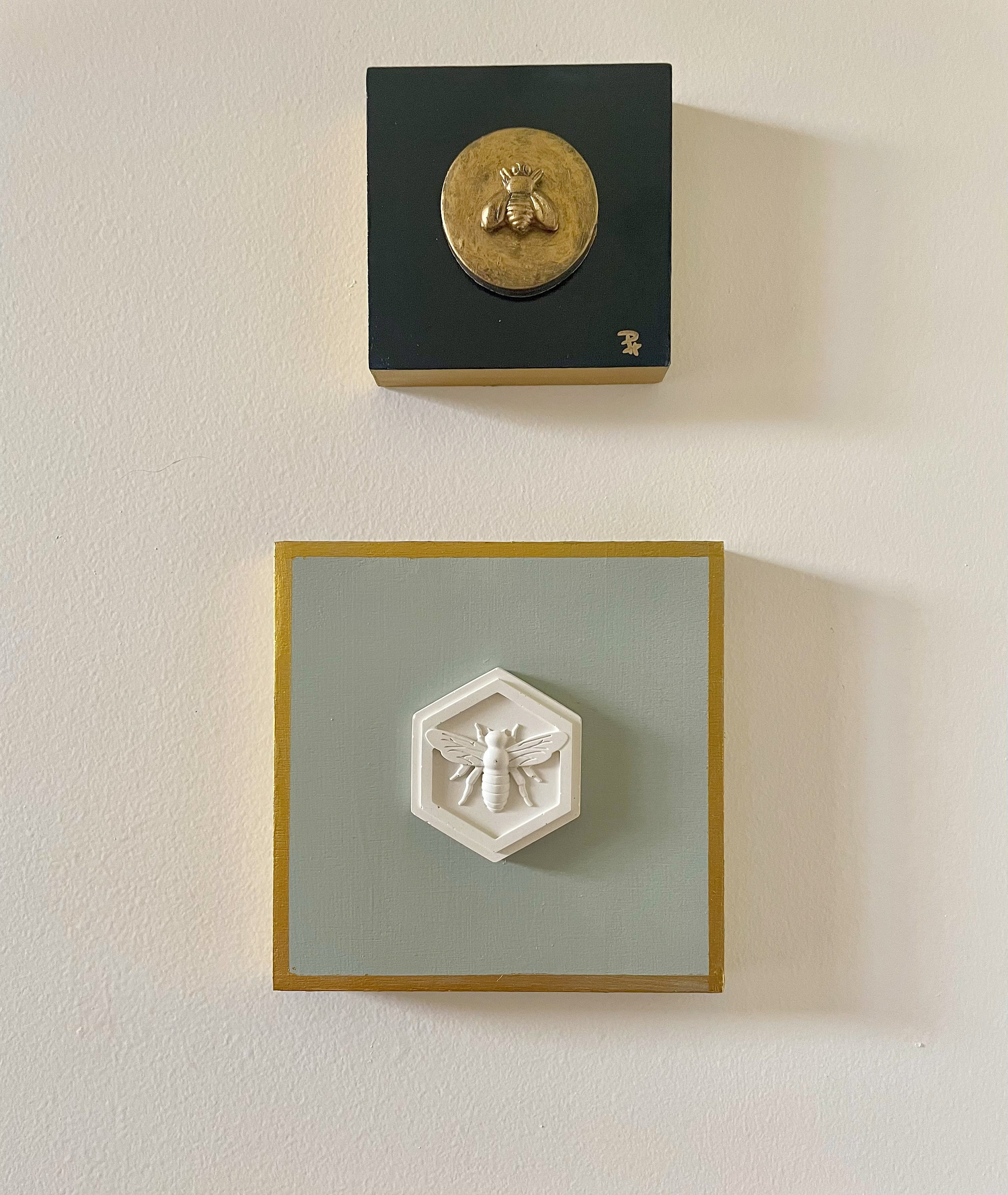 French Blue Bee Intaglio 6x6, Wall Art, Bee Decor, Plaster Intaglio - Etsy