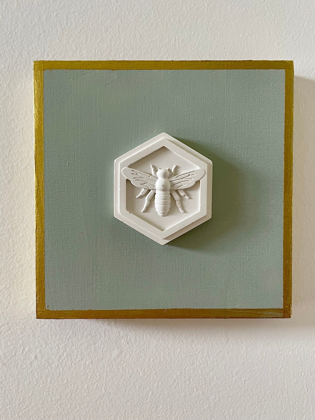 French Blue Bee Intaglio 6x6, Wall Art, Bee Decor, Plaster Intaglio - Etsy