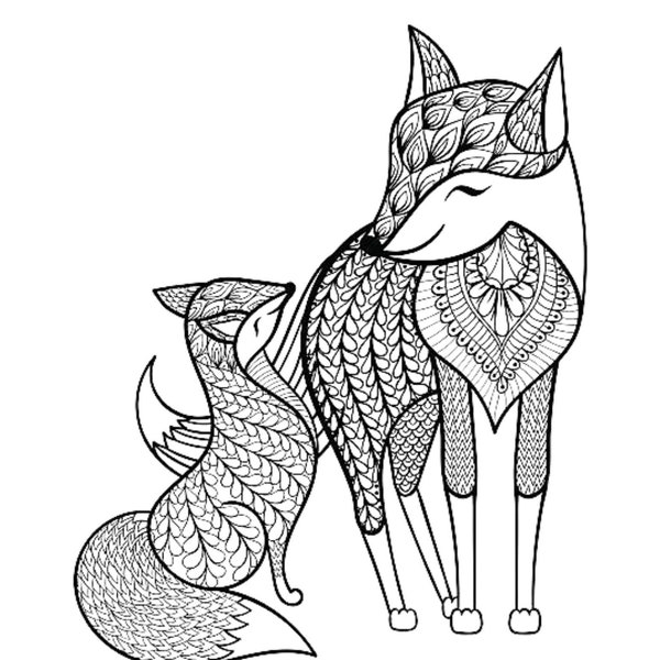 Fox Mandala Coloring Page - Etsy