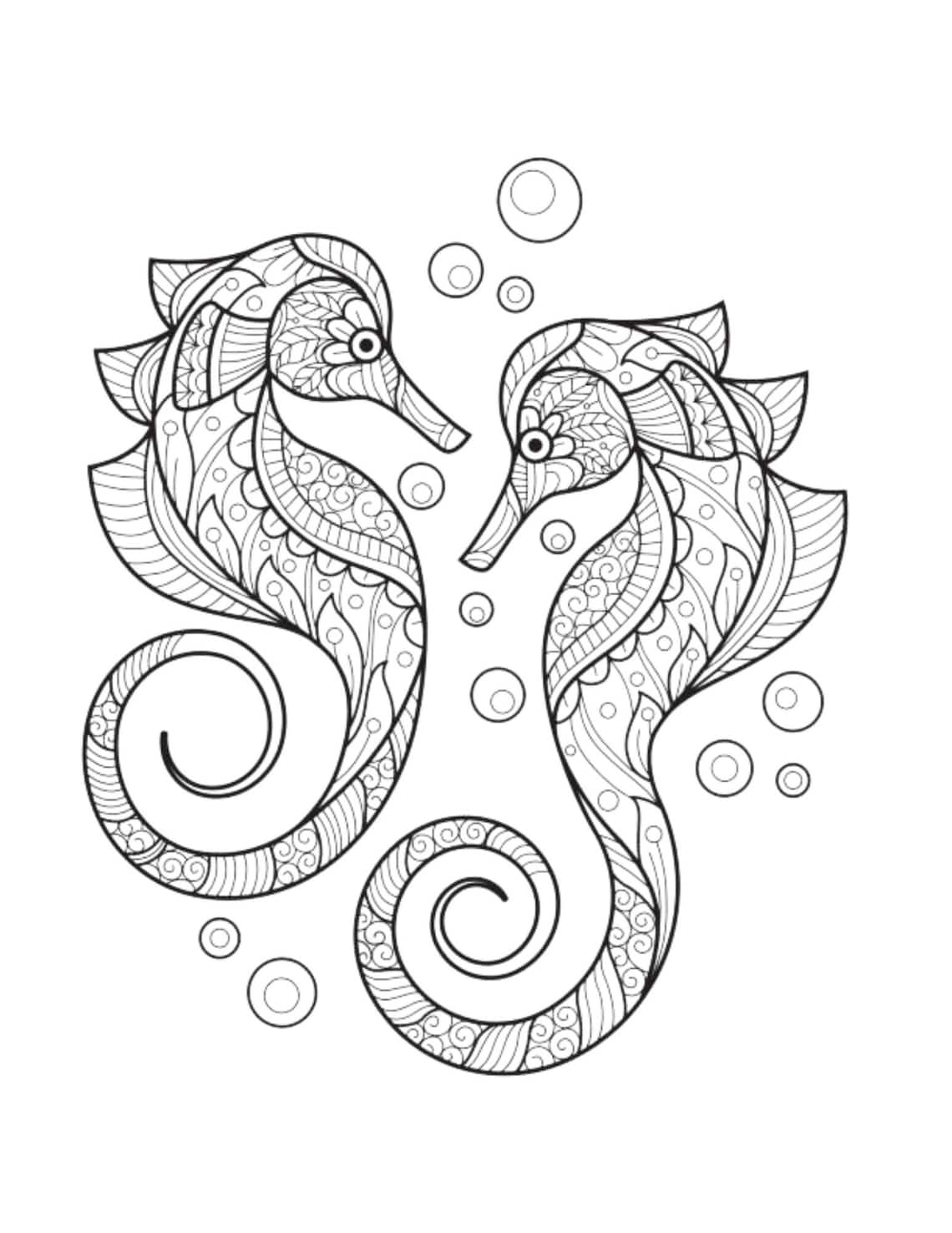 Seahorse Mandala Coloring Page Color Fish Animals Draw Drawing Paper ...