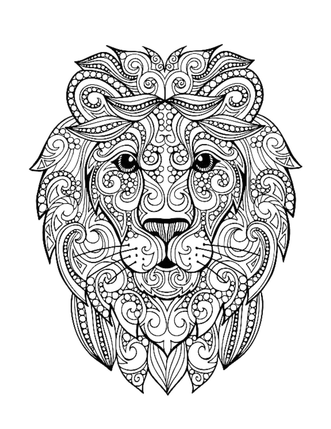 Lion Mandala Kleurplaat Kleur Katten dieren tekenen papier digitaal ...
