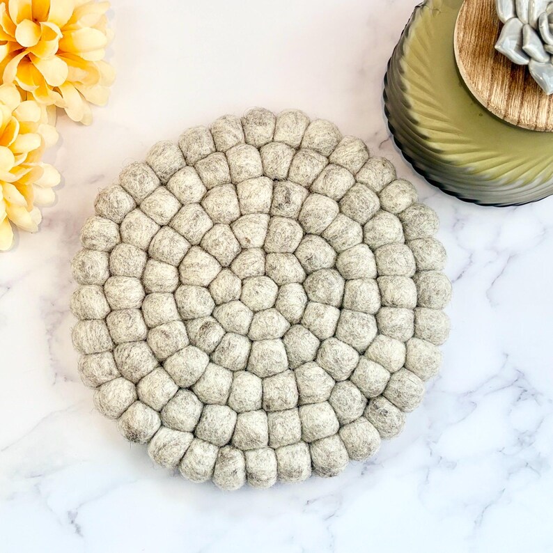 Handmade Felt Ball Trivet | 8-inch Round Trivet | Eco-friendly | Hot ...