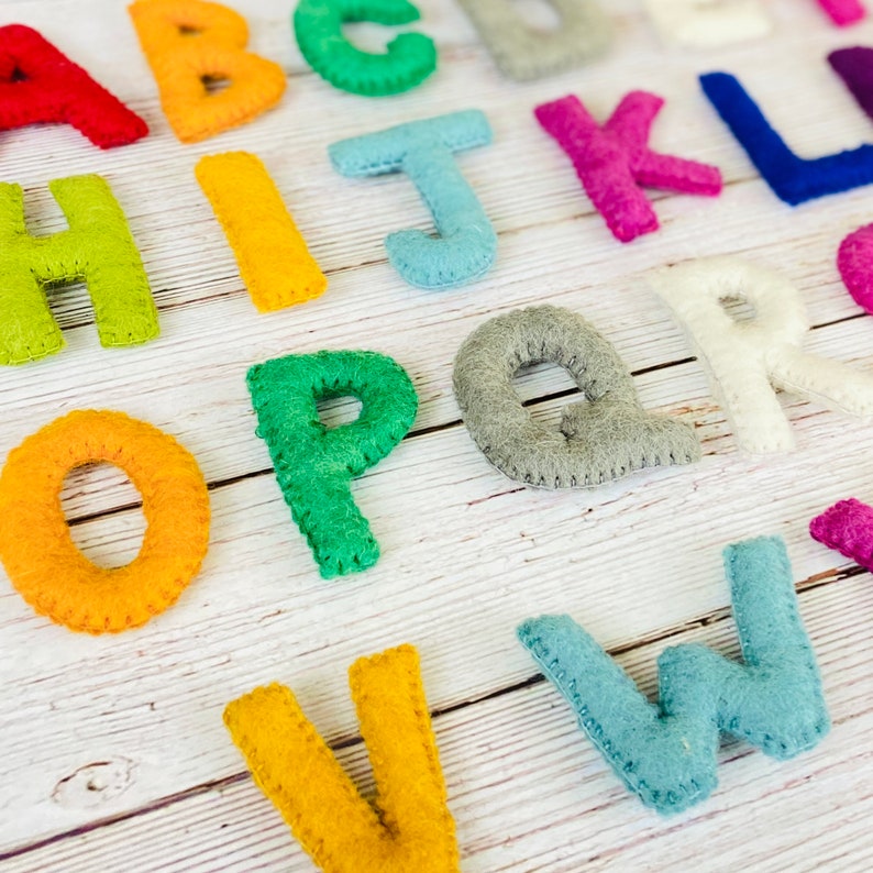 Felt Alphabet Uppercase Letters in Rainbow Colors, Preschool Alphabet ...