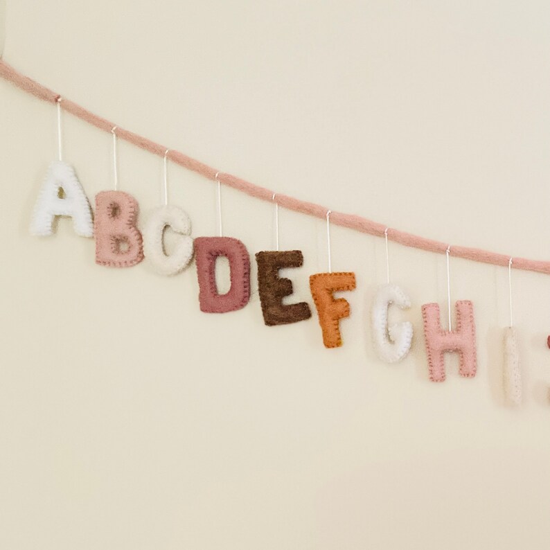 Felt Alphabet Garland in Earth Tone, Preschool Alphabet, Learning ...