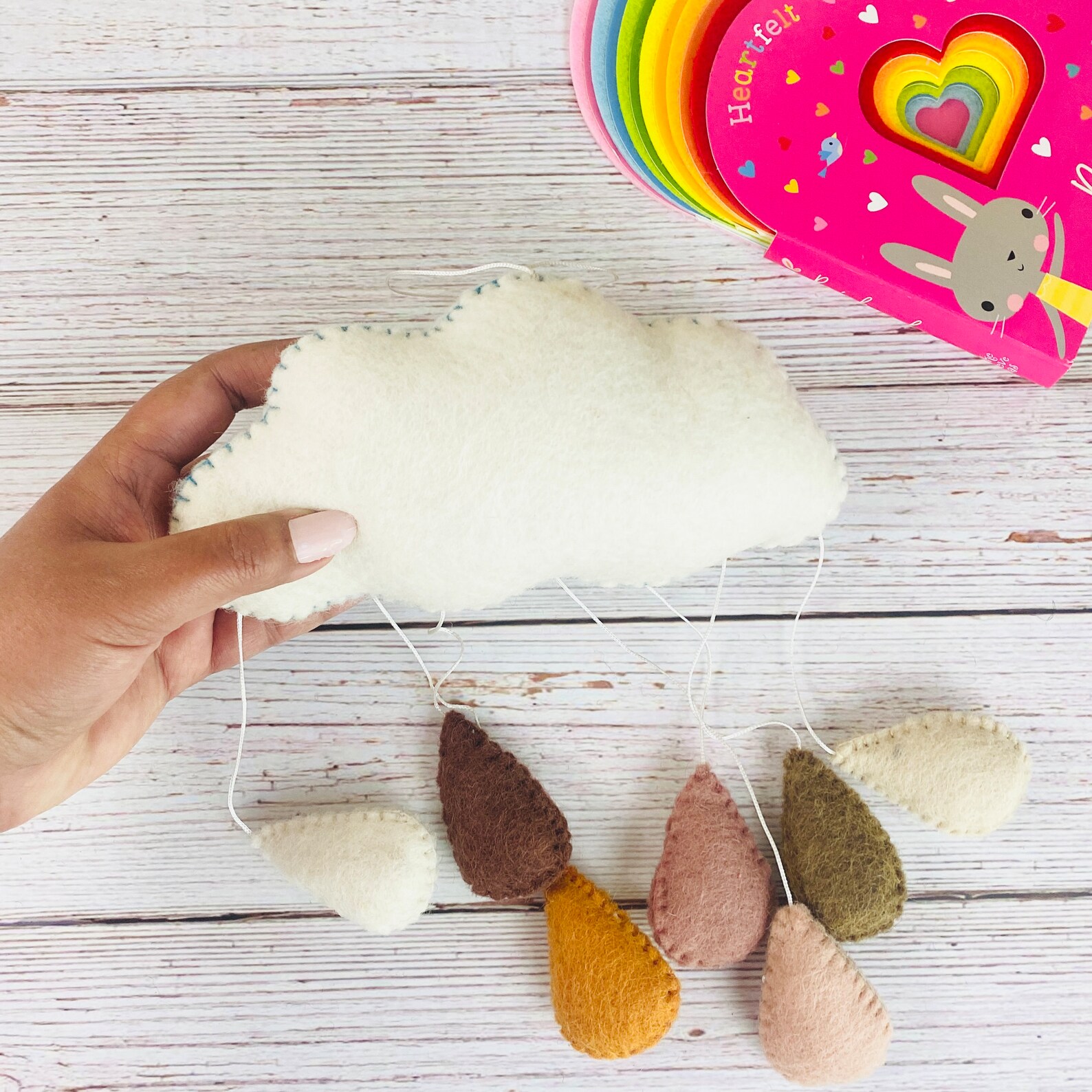 Cloud Nursery Mobile, Rainbow Raindrops Nursery Mobile With Boho ...