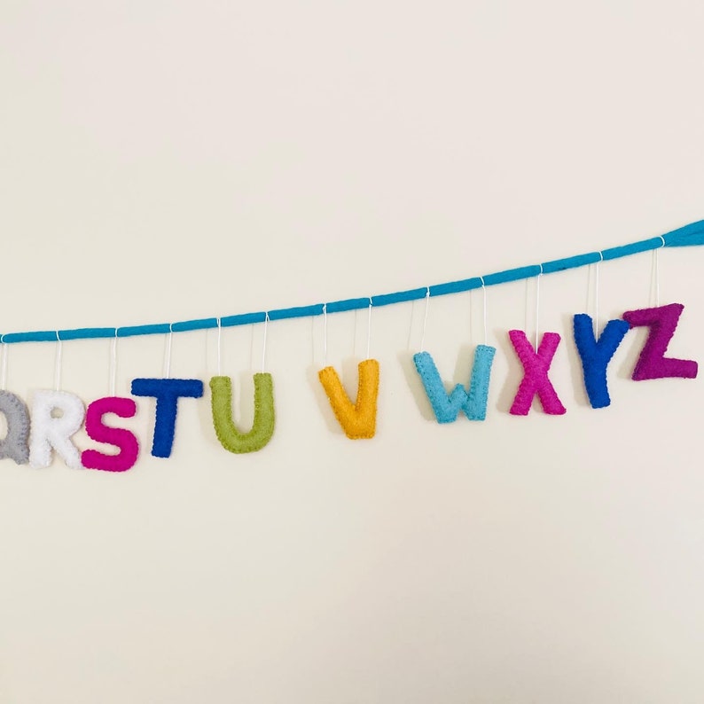 Felt Alphabet Garland in Rainbow Colors, Preschool Alphabet, Learning ...