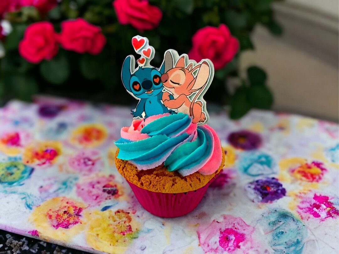 Stitch and Angel Cupcake Toppers - Etsy