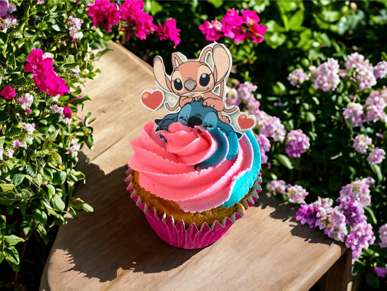 Stitch and Angel Cupcake Toppers - Etsy