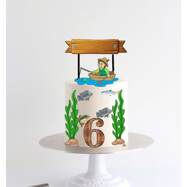 Fishing Cake Topper - Etsy