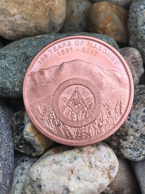Solid Copper Challenge Coin Celebrating 156 Years of Masonry | Etsy