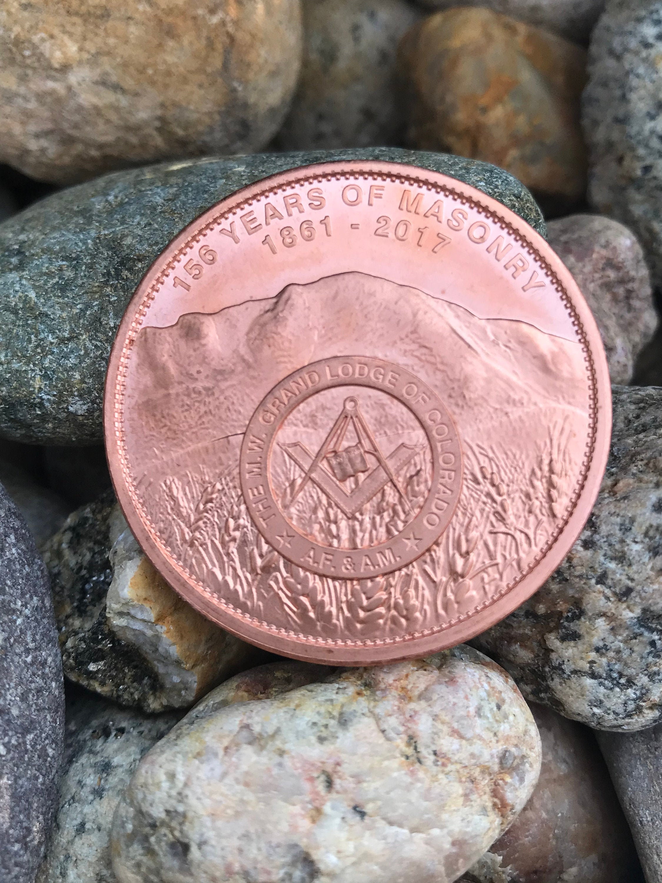Solid Copper Challenge Coin Celebrating 156 Years of Masonry in ...