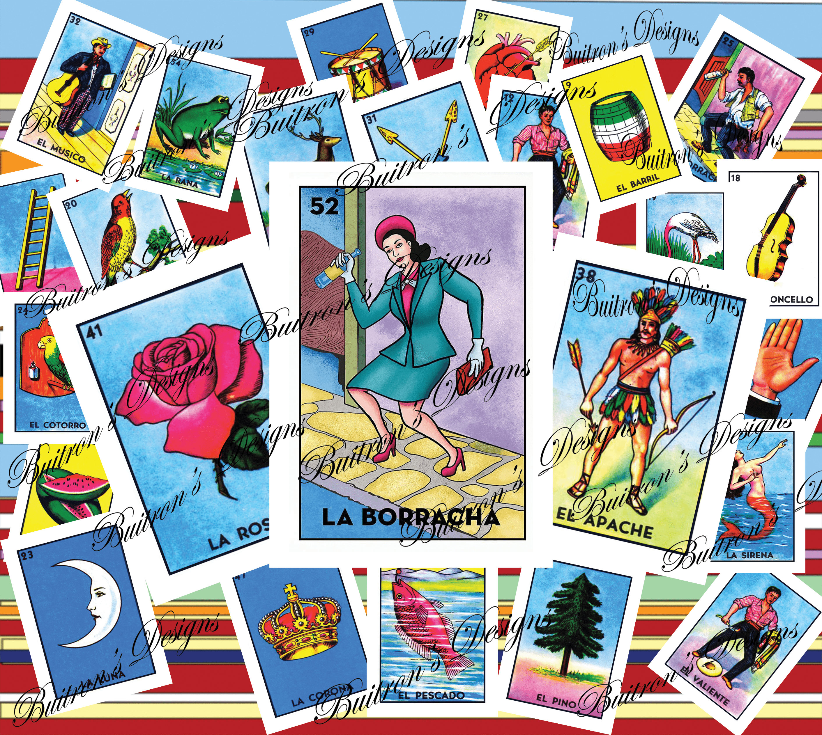 Mexican Loteria Tumbler Wrap, 20 Oz Skinny Tumbler La Borracha Loteria ...