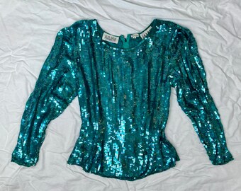 Sequin Turquoise Top | Etsy