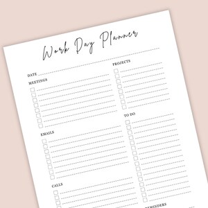 Work Day Organizer Printable, Work Planner, Printable Planner, to Do ...