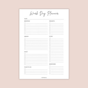 Work Day Organizer Printable, Work Planner, Printable Planner, to Do ...