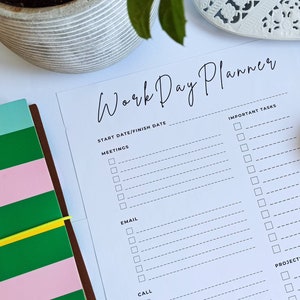 Work Day Organizer Printable, Work Planner, Printable Planner, to Do ...