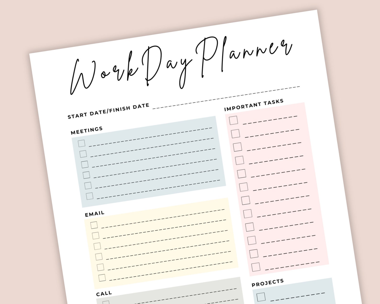 Work Day Organizer Printable, Work Planner, Printable Planner, to Do ...