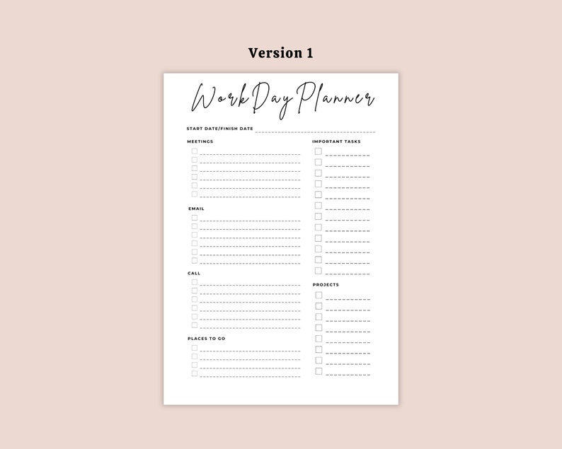 Work Day Organizer Printable, Work Planner, Printable Planner, to Do ...