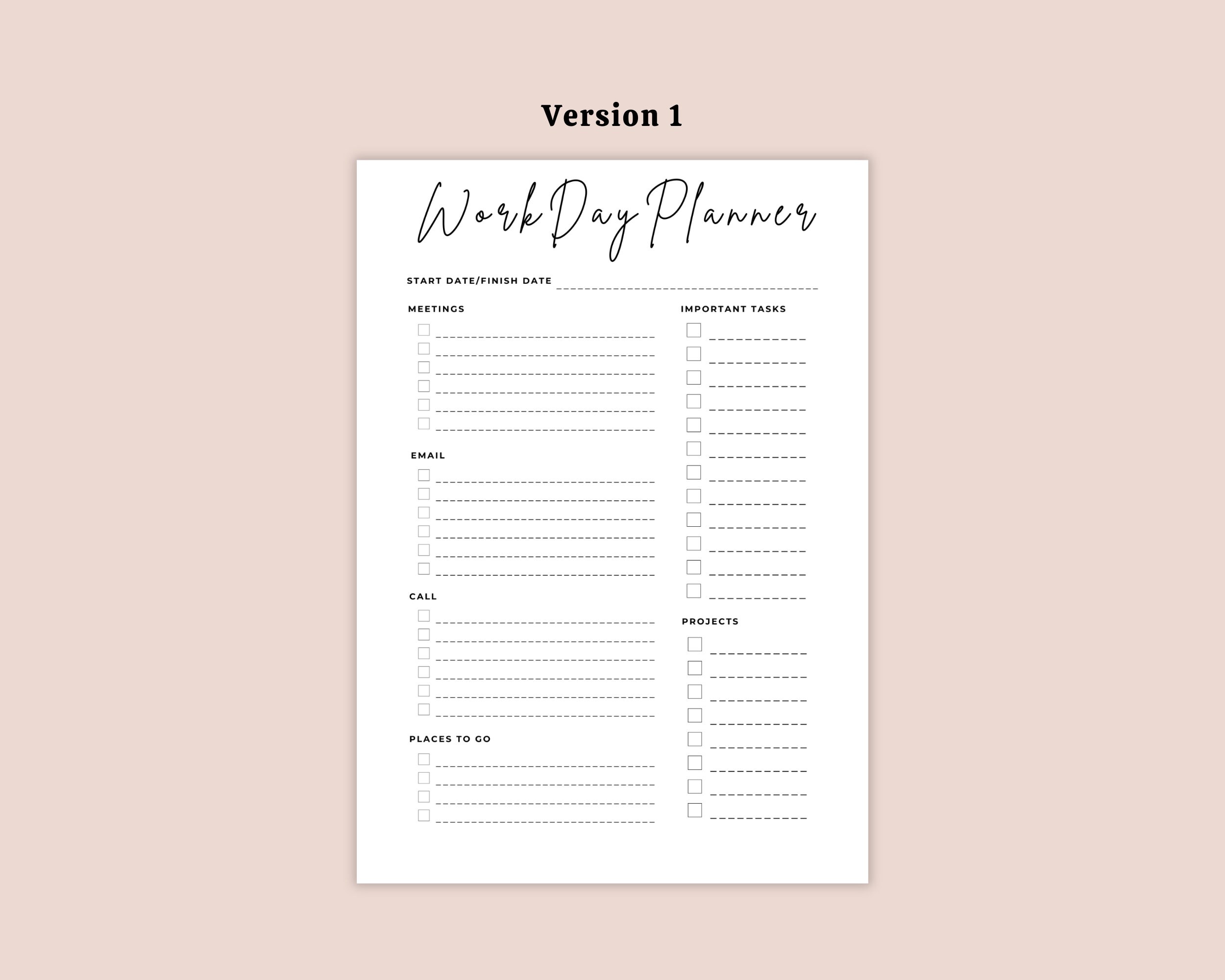 Work Day Organizer Printable, Work Planner, Printable Planner, to Do ...