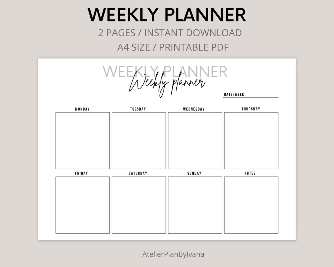 Minimalist Weekly Planner Printable Weekly Schedule Weekly - Etsy