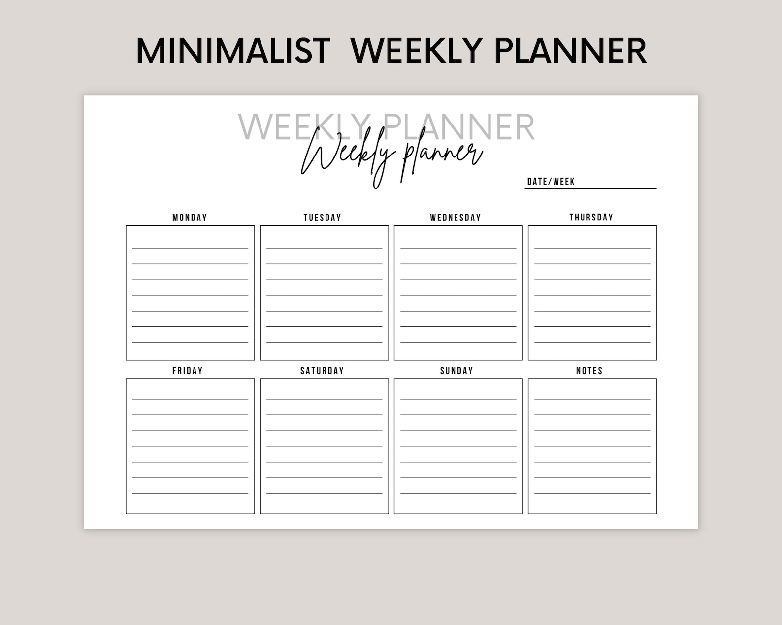 Minimalist Weekly Planner Printable Weekly Schedule Weekly - Etsy
