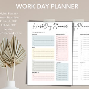 Work Day Organizer Printable Work Planner Printable Planner - Etsy