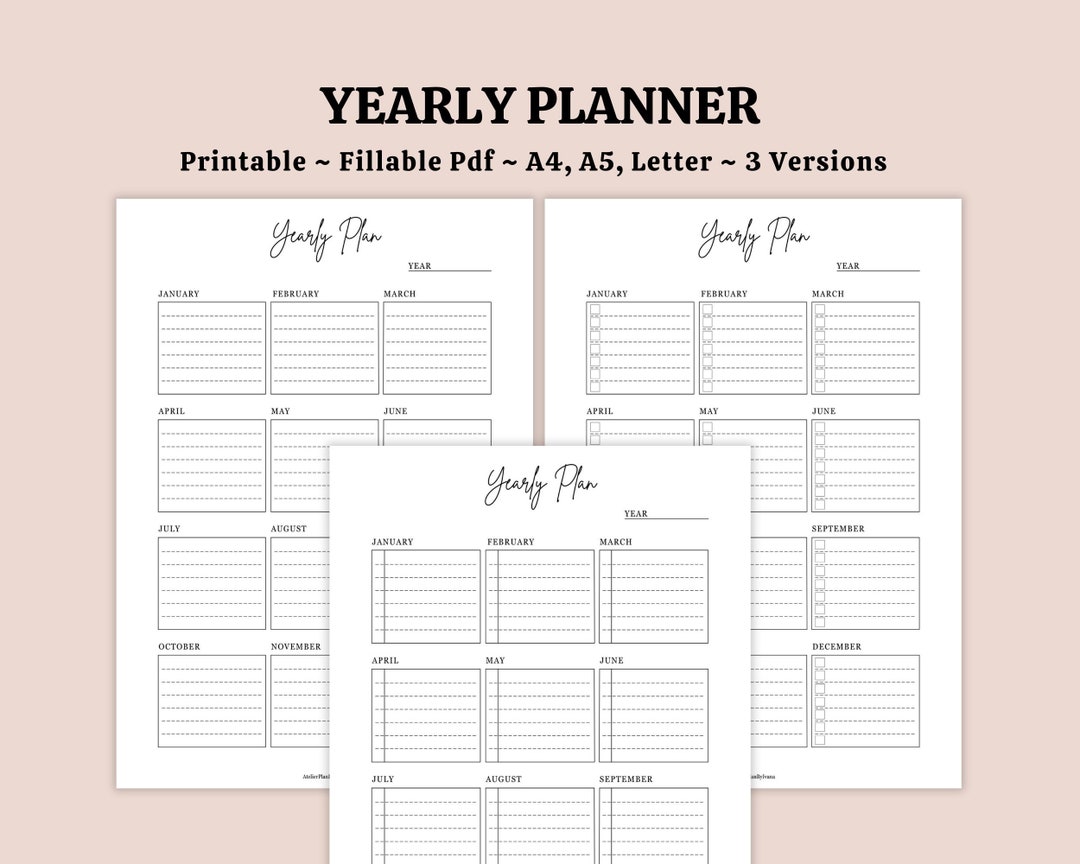 Yearly Tasks, Yearly to Do List, Yearly Planner, Annual Planner ...