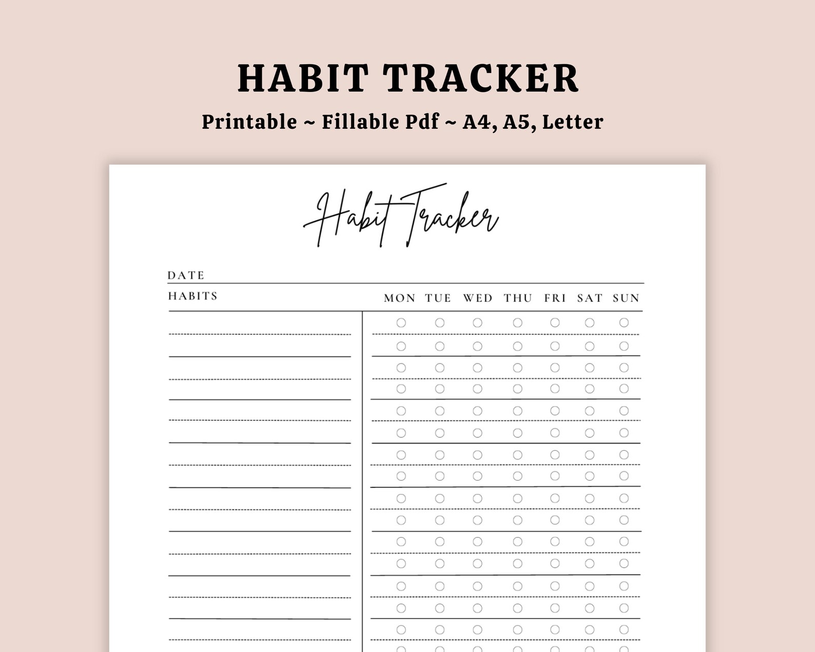 Habit Tracker Printable Habit Tracker Spreadsheet Monthly - Etsy