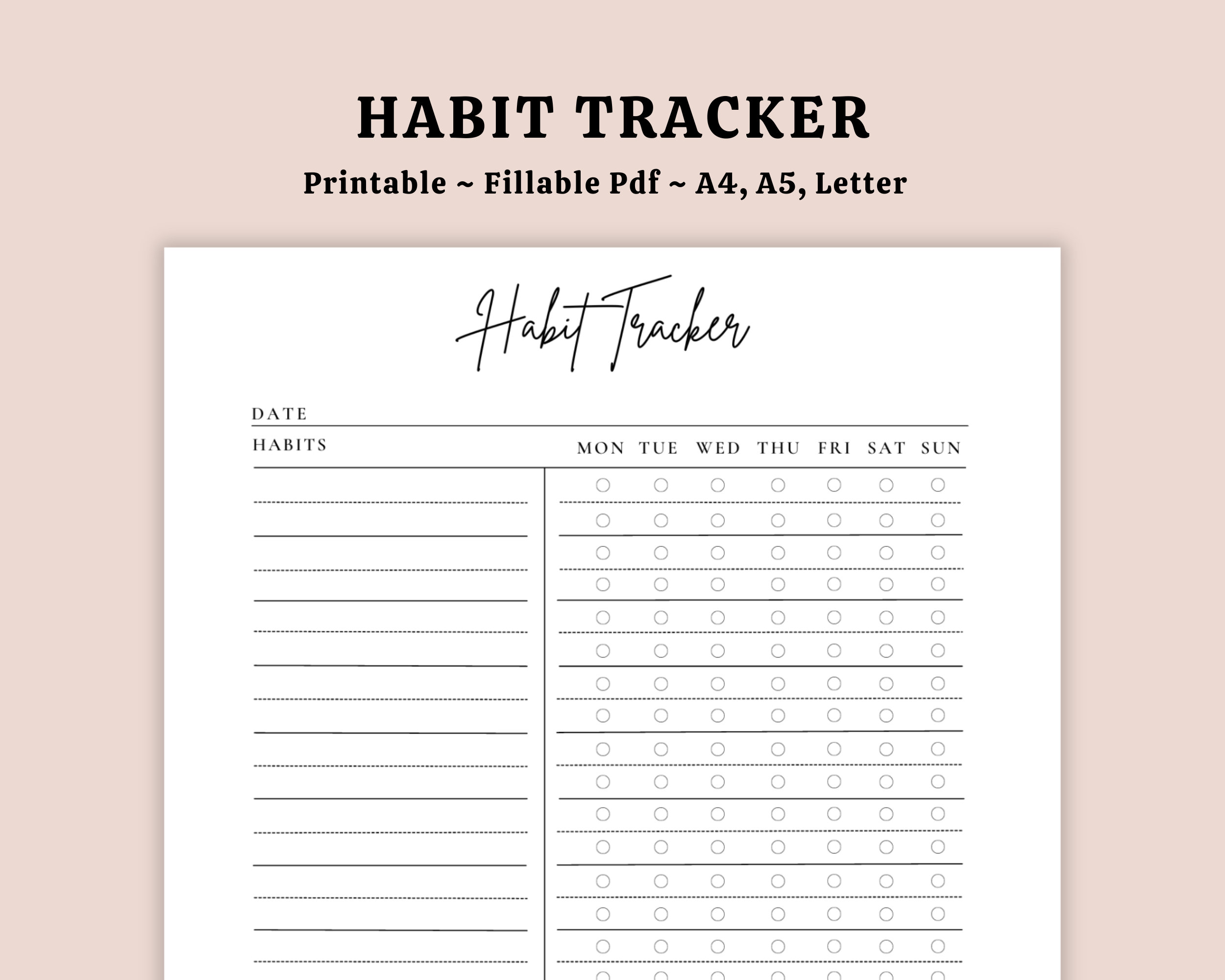 Habit Tracker Printable Habit Tracker Spreadsheet Monthly - Etsy