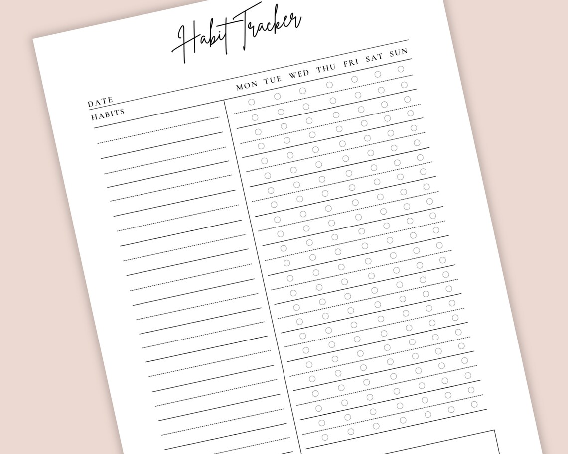 Habit Tracker Printable Habit Tracker Spreadsheet Monthly - Etsy