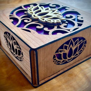 Cherry Lotus Flower Keepsake Box With Colored Inserts - Etsy