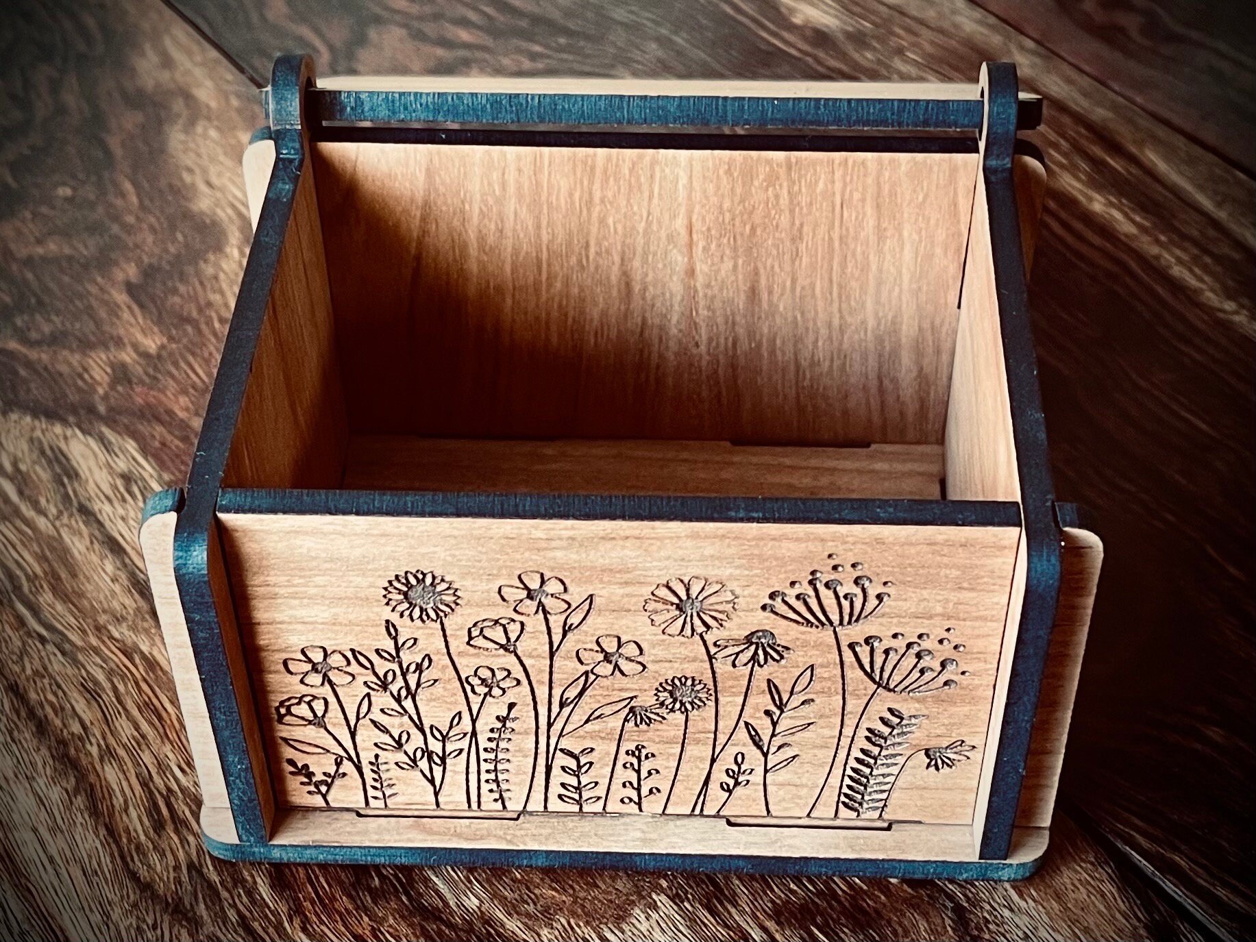 Floral Highland Cow Wood Jewelry Box: Rustic Trinket Storage - Etsy