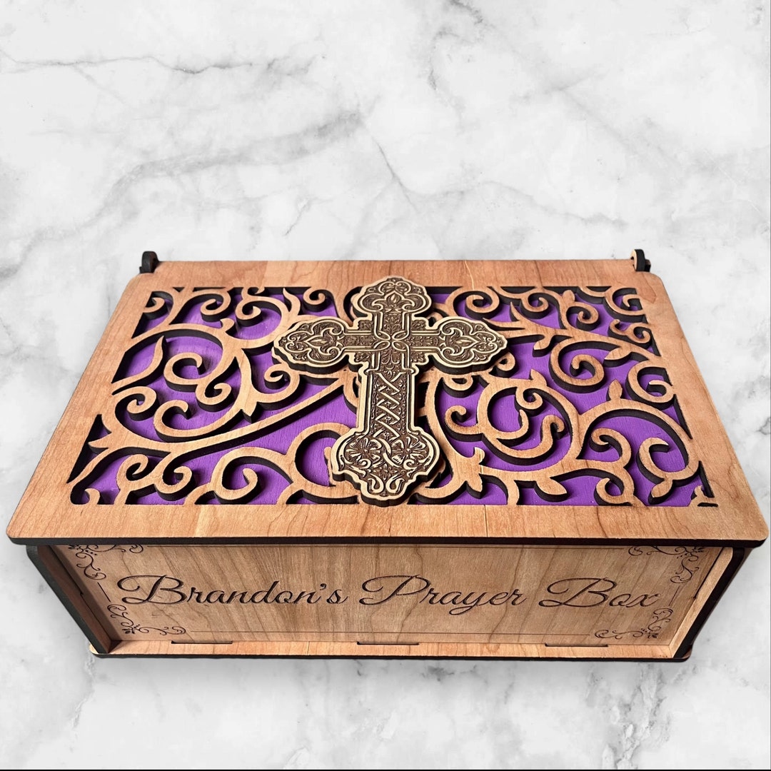 Handcrafted Cherry Veneer Wooden Prayer Box With Removable Tray - Store ...