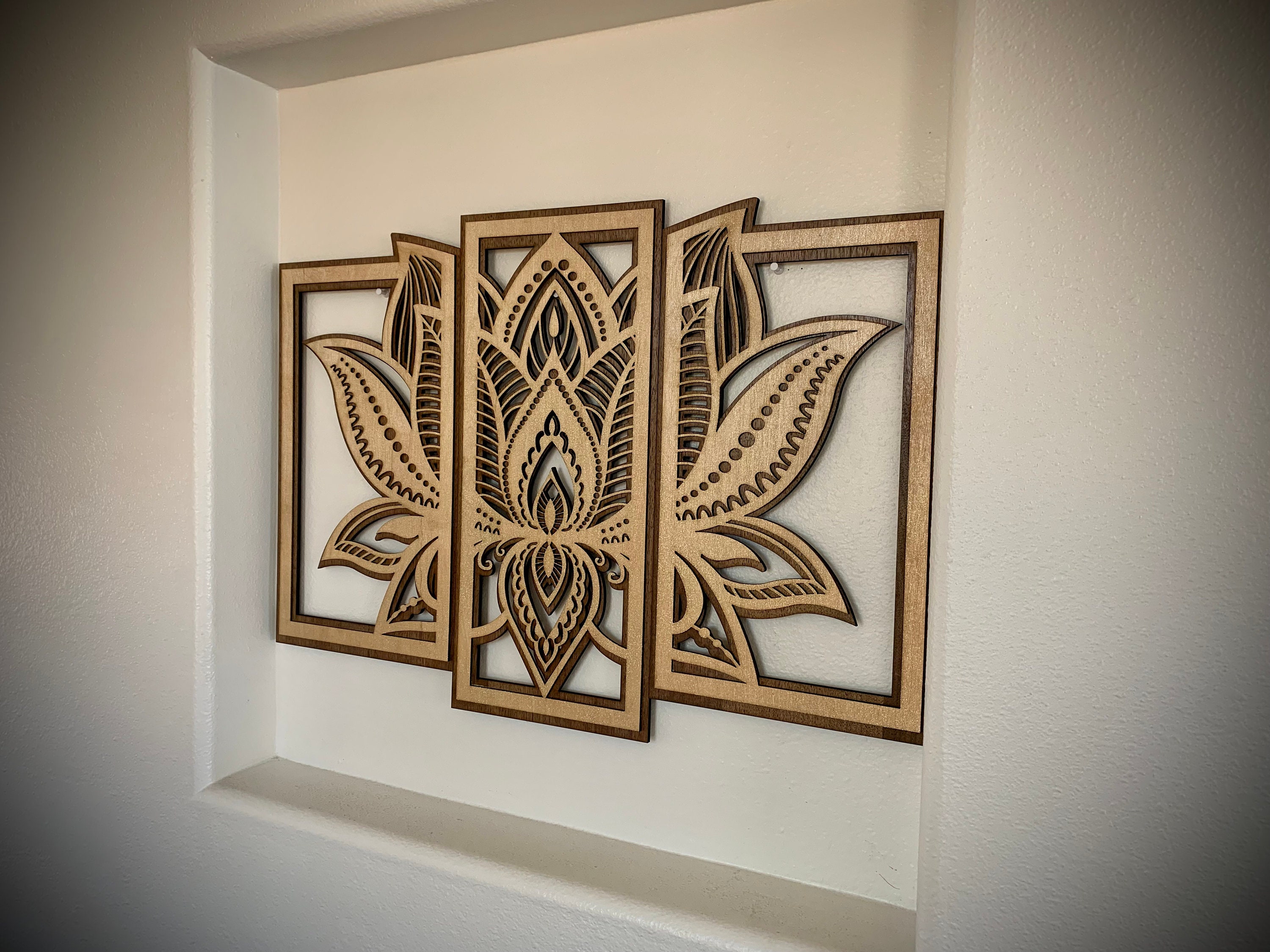 Wood Lotus Flower Wall Art - Etsy