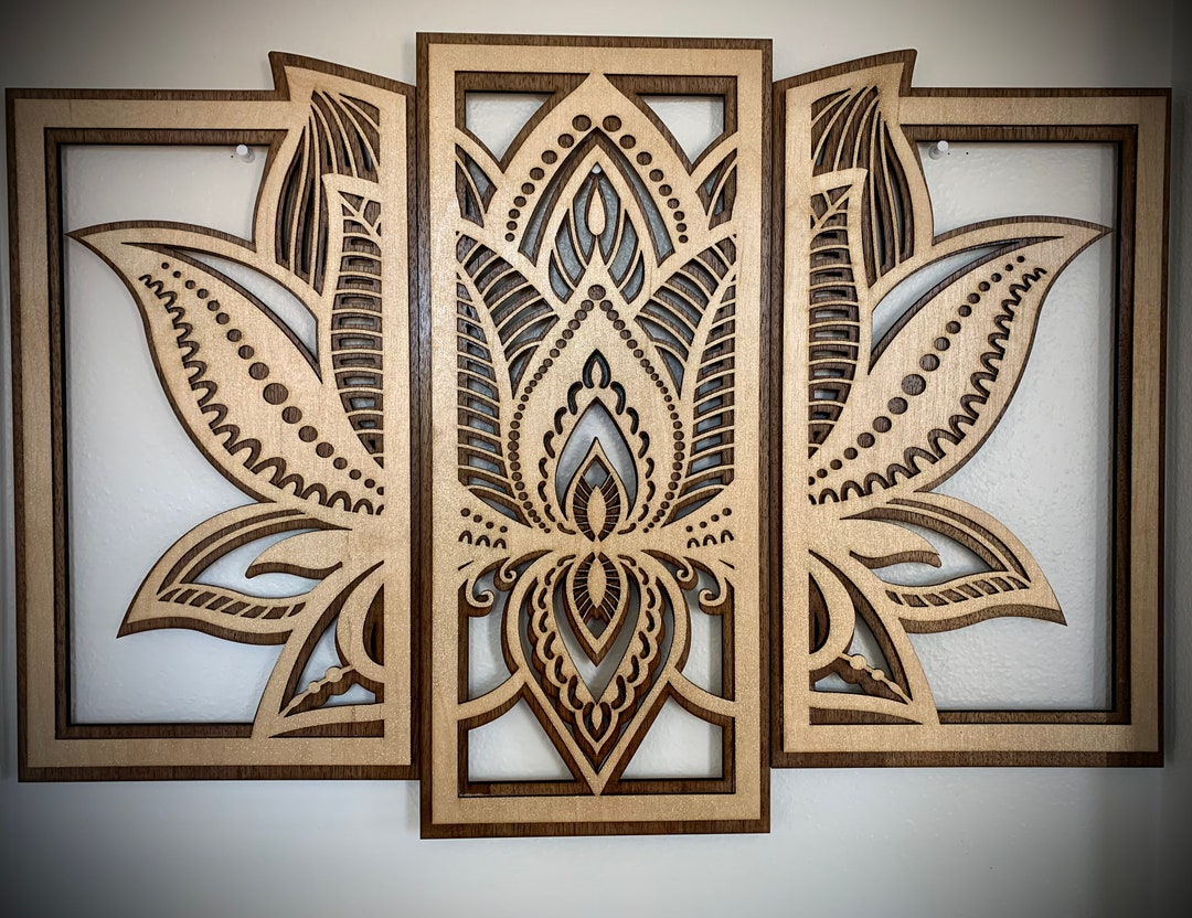 Wood Lotus Flower Wall Art - Etsy