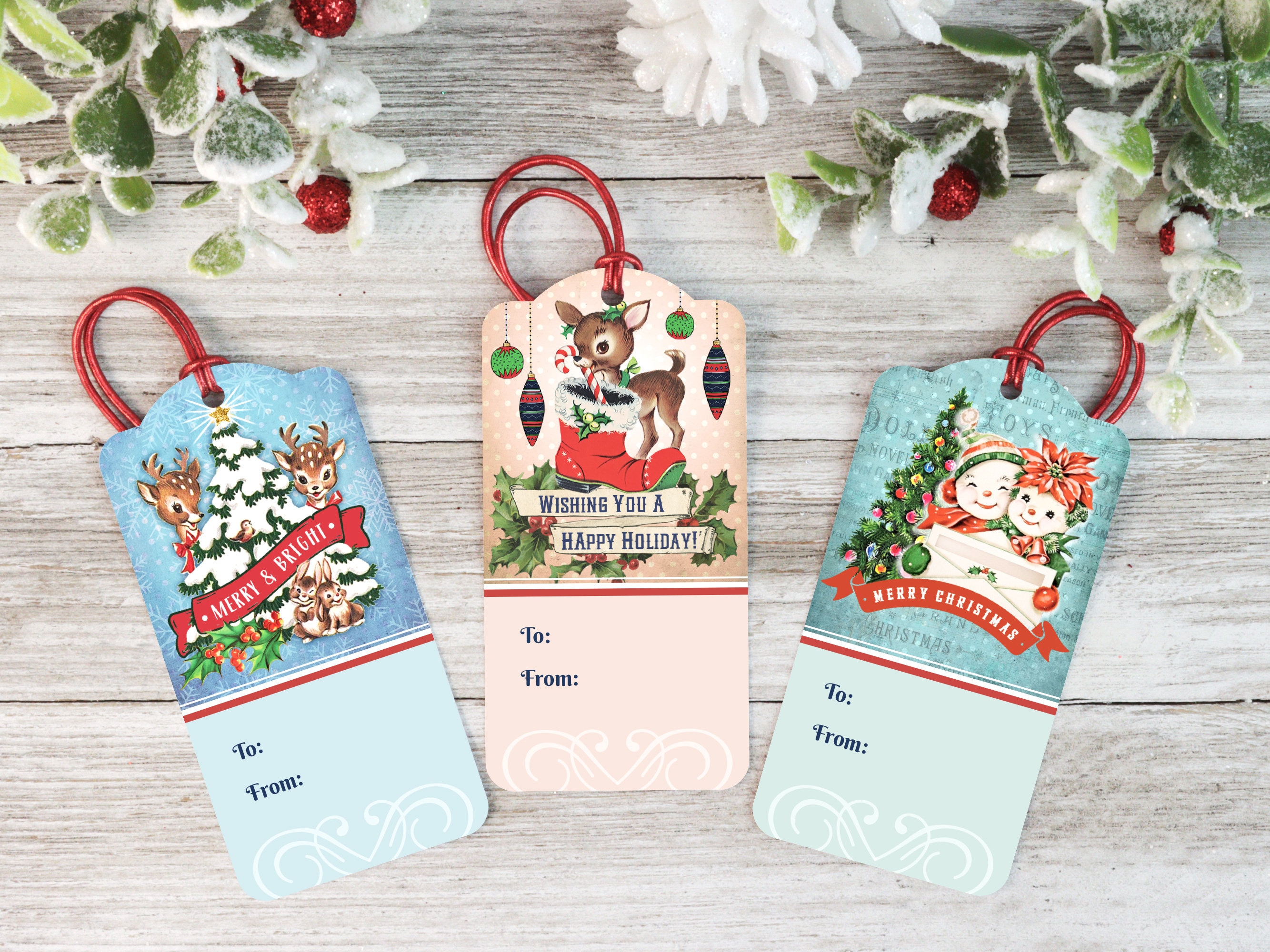 Retro Style Christmas Gift Tags Vintage Inspired Handmade - Etsy