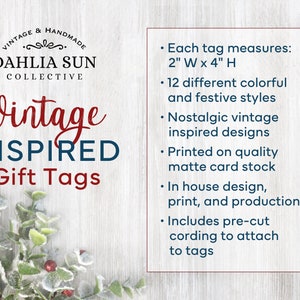 Retro Style Christmas Gift Tags, Vintage Inspired Handmade Gift Tags ...