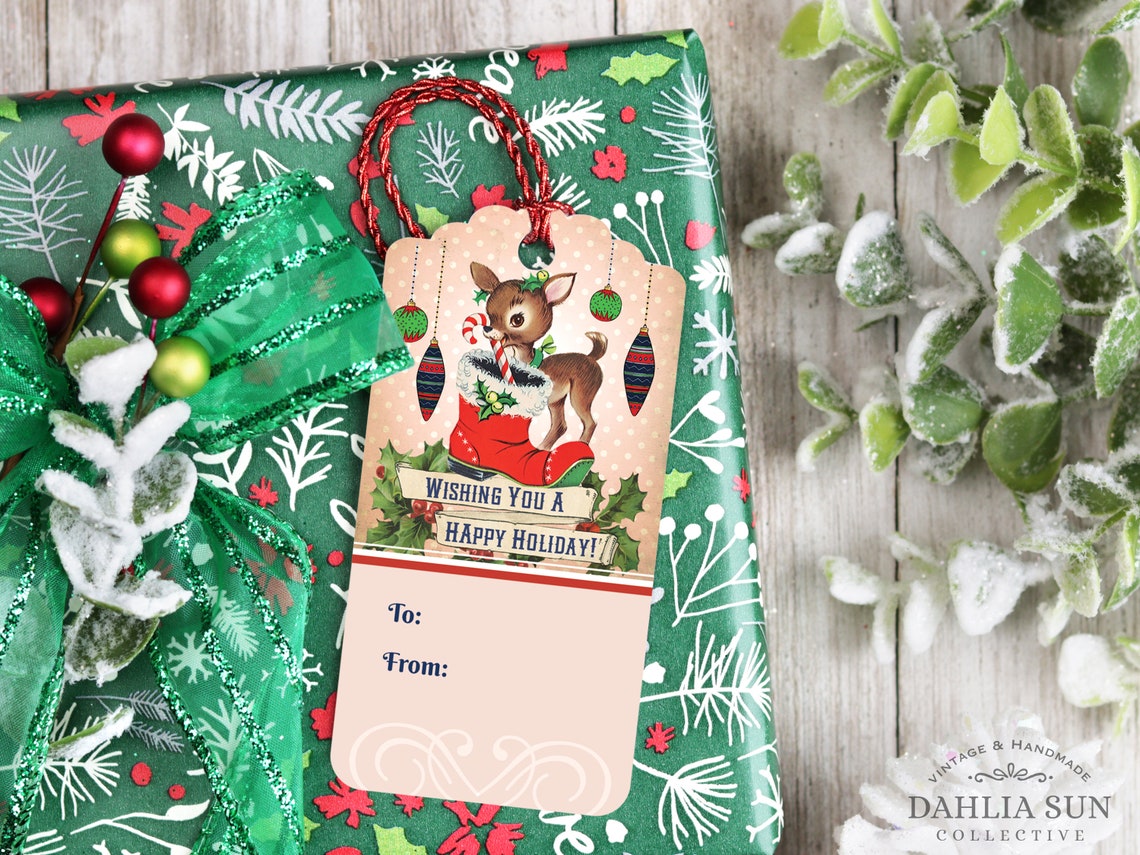 Retro Style Christmas Gift Tags Vintage Inspired Handmade - Etsy