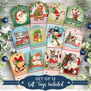 Retro Style Christmas Gift Tags, Vintage Inspired Handmade Gift Tags ...