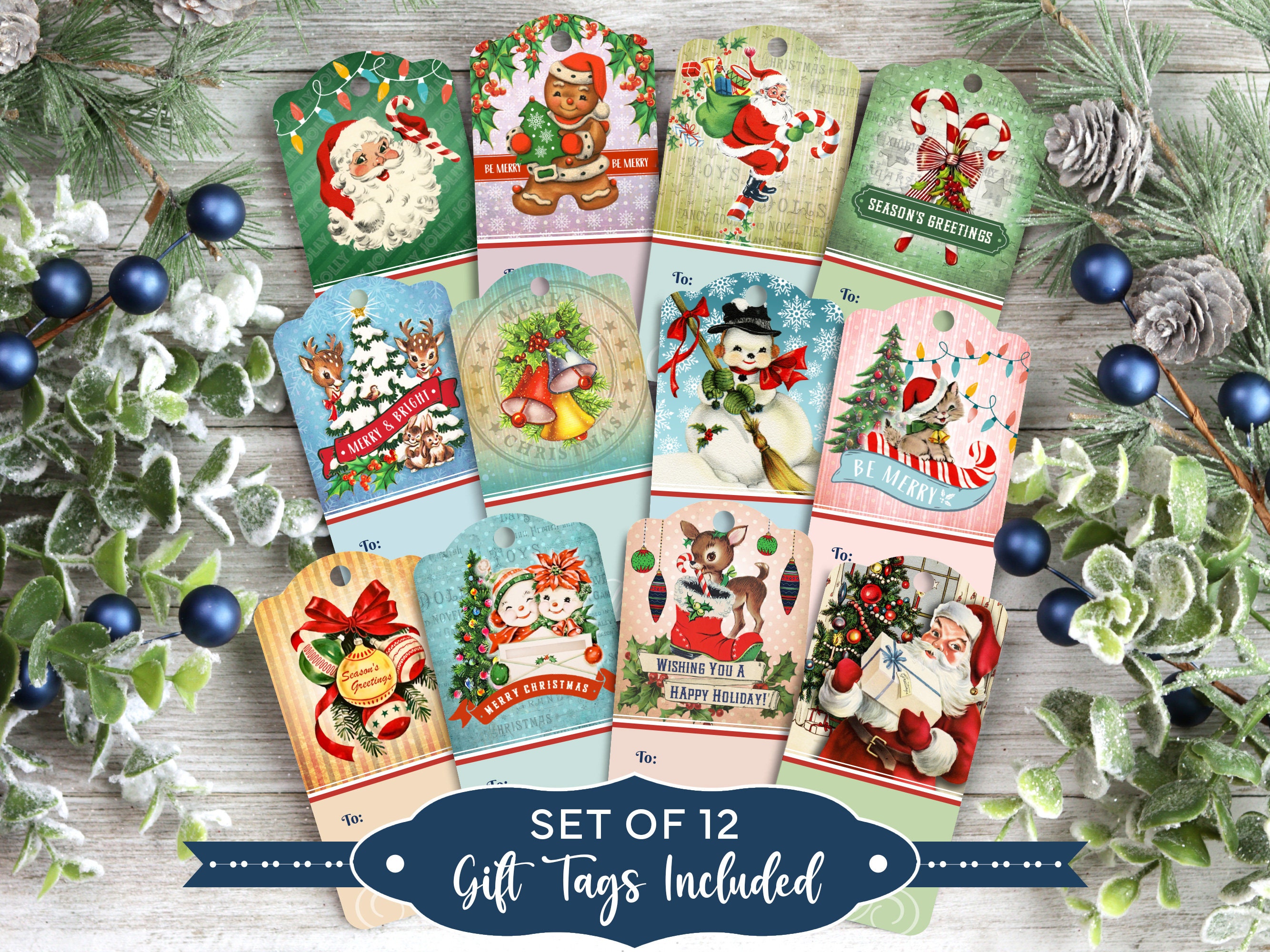 Retro Style Christmas Gift Tags Vintage Inspired Handmade - Etsy