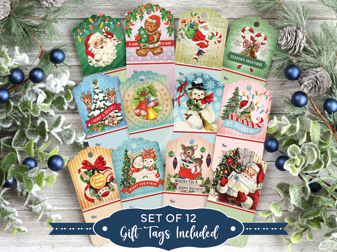 Retro Style Christmas Gift Tags Vintage Inspired Handmade - Etsy