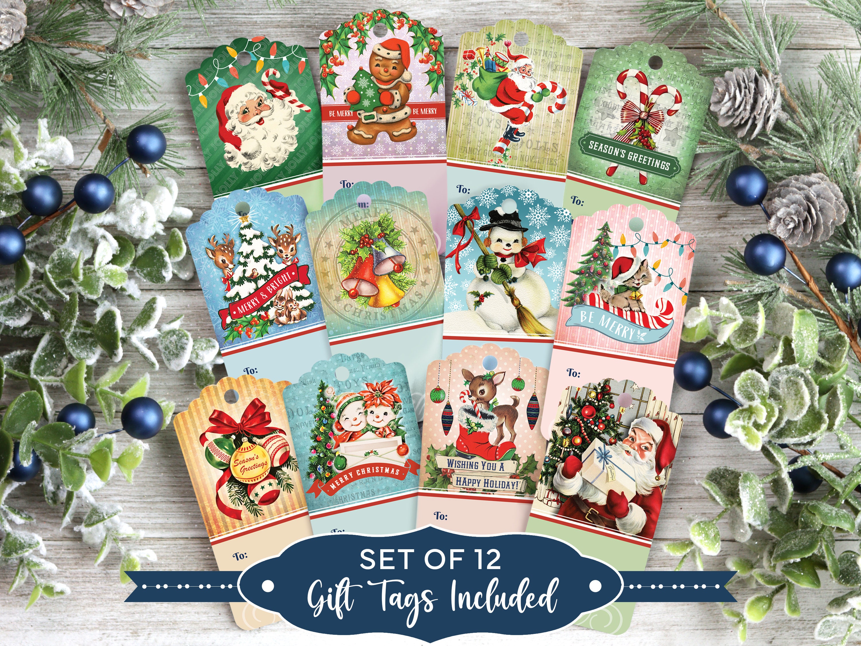 Retro Style Christmas Gift Tags Vintage Inspired Handmade - Etsy