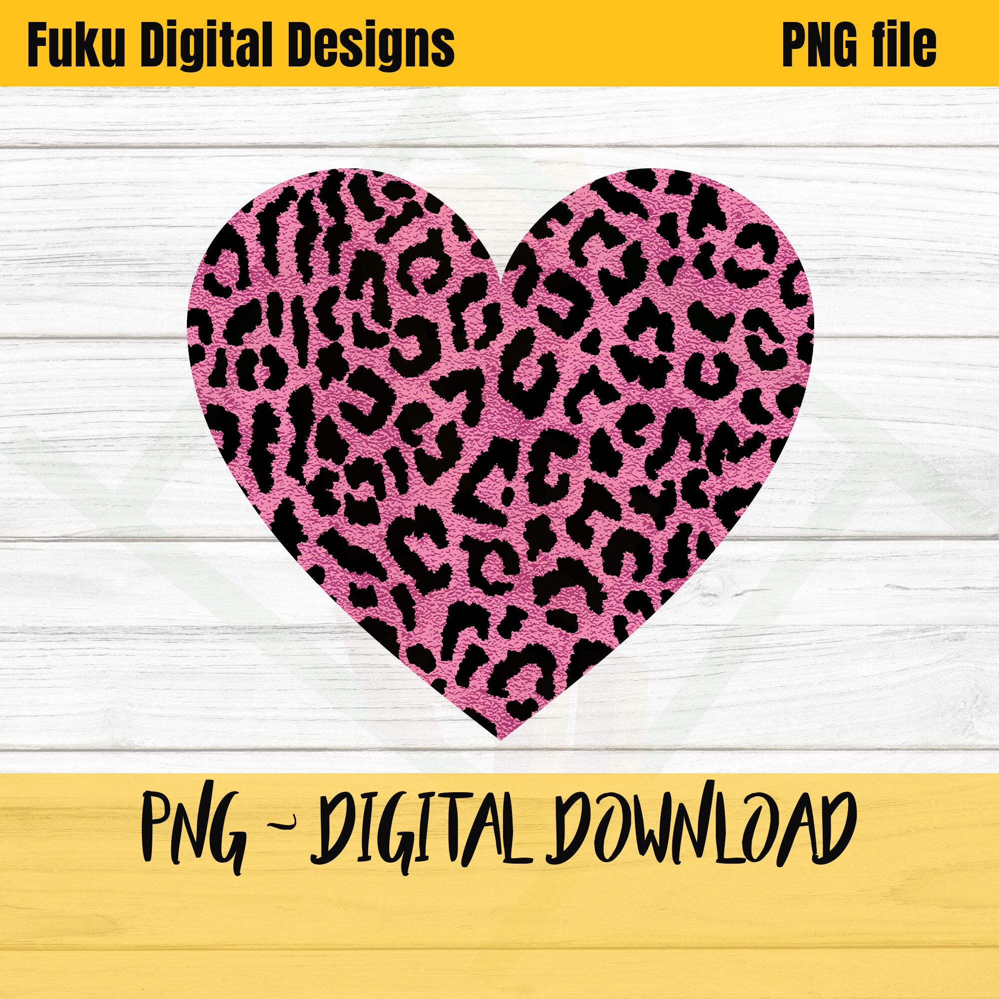 Pink Leopard Heart Sublimation Png Leopard Patch Love Clip Etsy