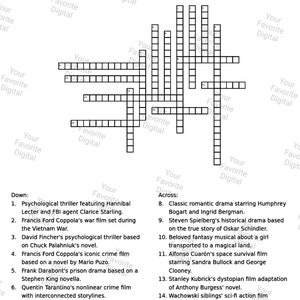Movie Crossword Puzzle Bundle Vol 2 - Etsy
