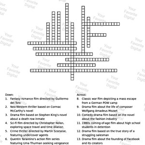 Movie Crossword Puzzle Bundle Vol 2 - Etsy