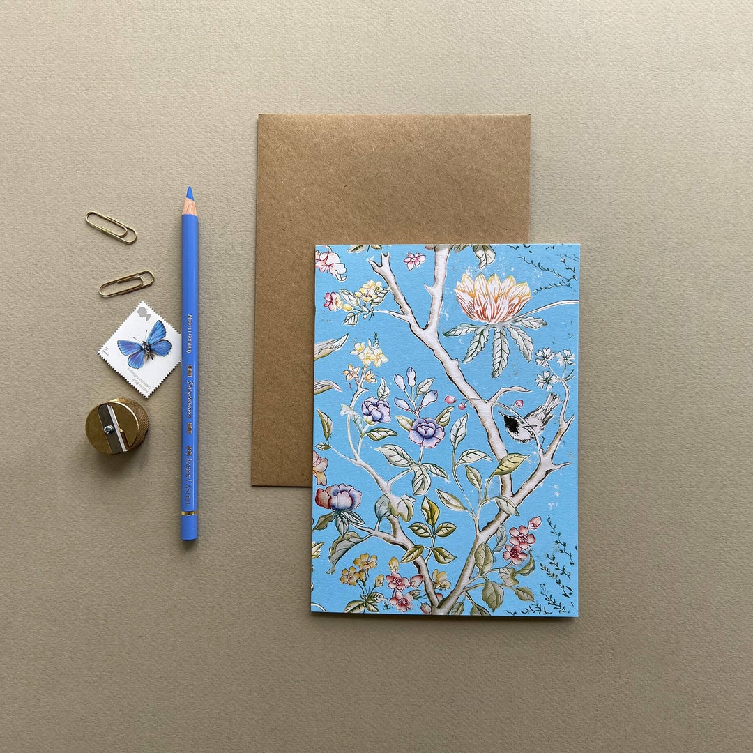 Chinese Peony Linocut Print Greeting Card and Envelope, Artists Cards ...